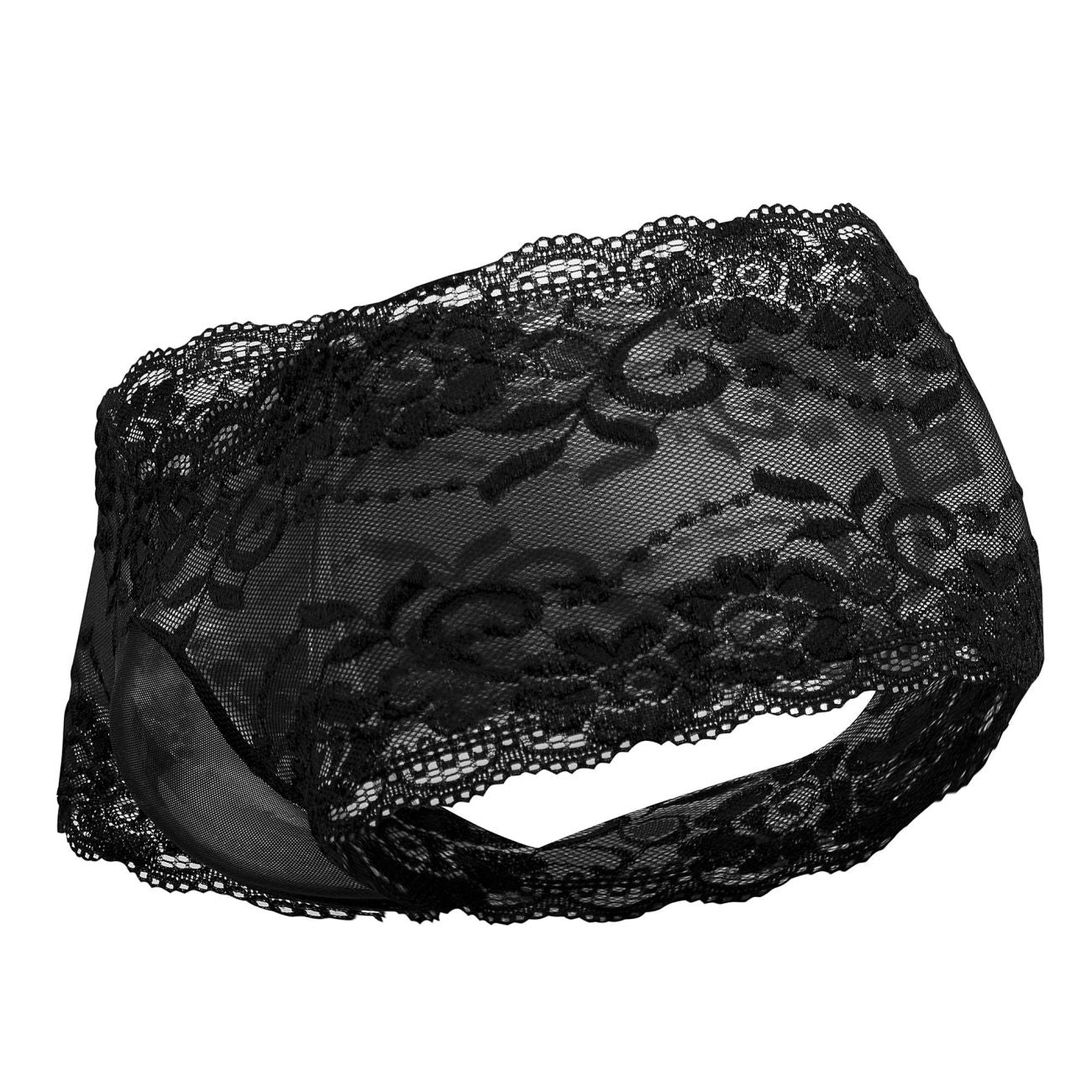 Male Power 127-280 Sassy Lace Mini Short Sheer Pouch Color Black ...